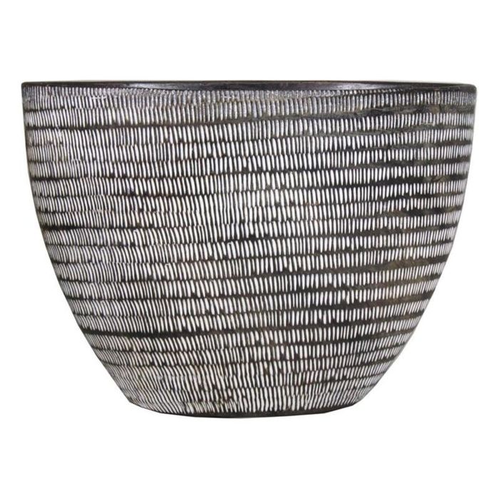 Frutero de cerámica TIAM con estrías marrón blanco 31x17x21cm
