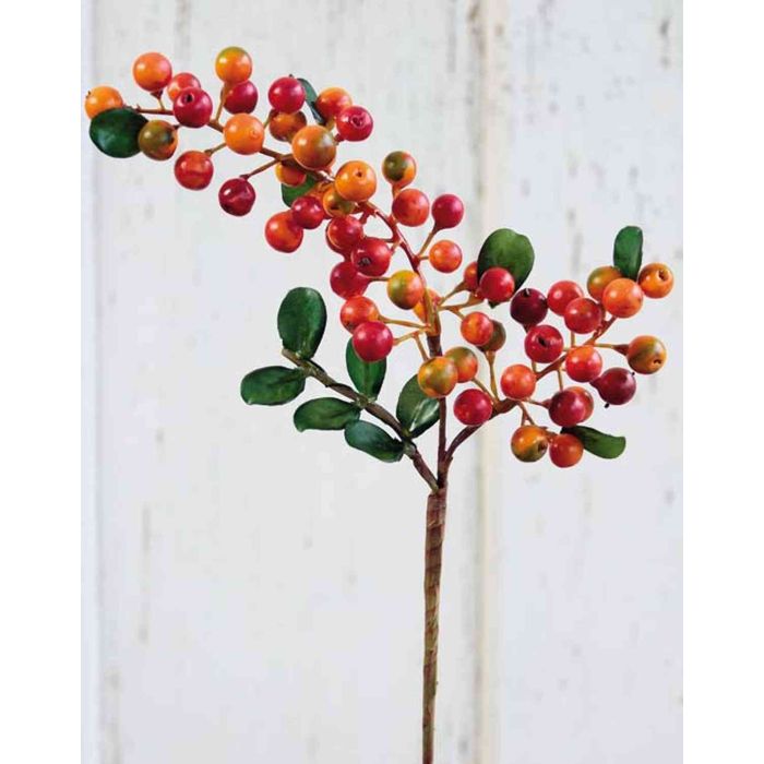Rama de saúco artificial IRMINA con bayas, naranja, 35cm