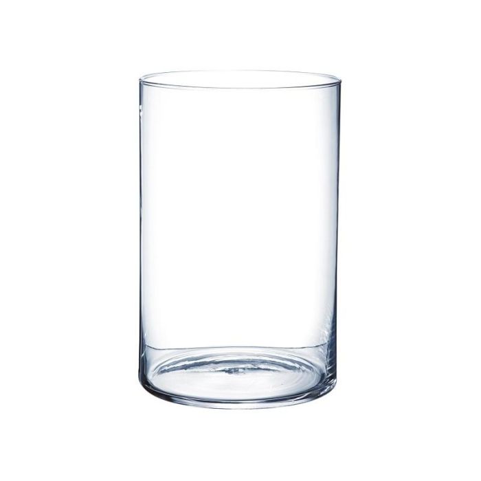 Florero cilíndrico de cristal SANYA FIRE, transparente, 30cm, Ø20cm